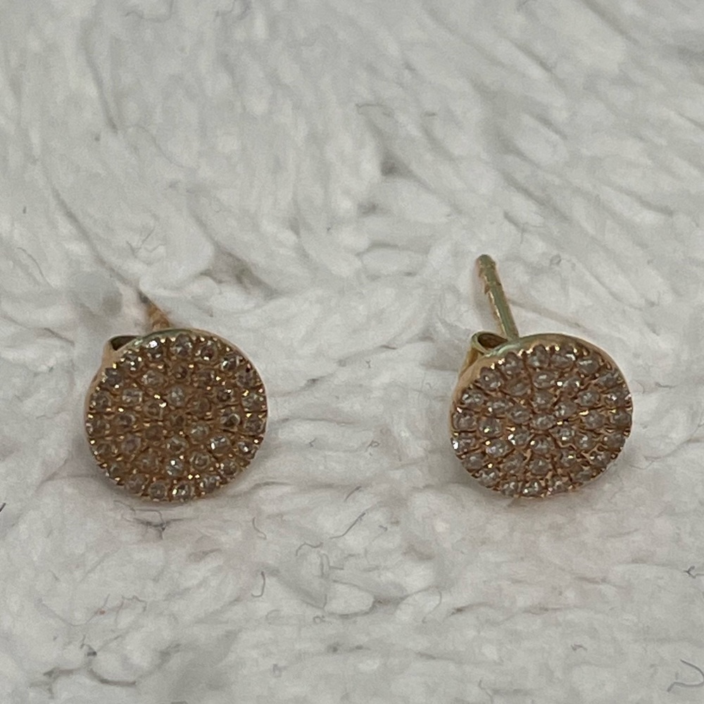 Real Pave Diamond Studs. 14 Ct Rose Gold. - Gem